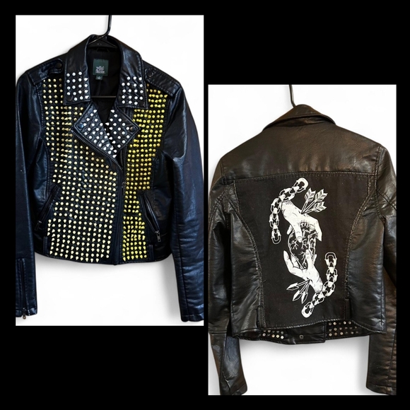 wild fable | Jackets & Coats | Custom Faux Leather Battle Jacket | Poshmark